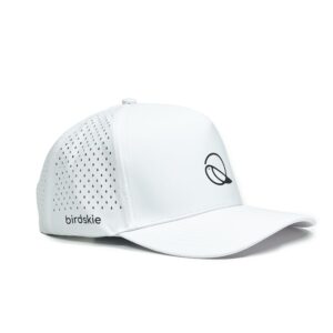 birdskie Golf Hat Snapback, Breathable, Quick Drying, High Performance, The Swagger Golf Cap White