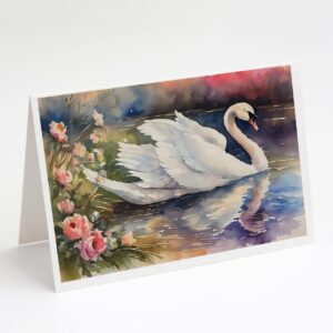 caroline's treasures dac3274gca7p swan greeting cards pack of 8 blank cards with envelopes whimsical a7 size 5x7 blank note cards