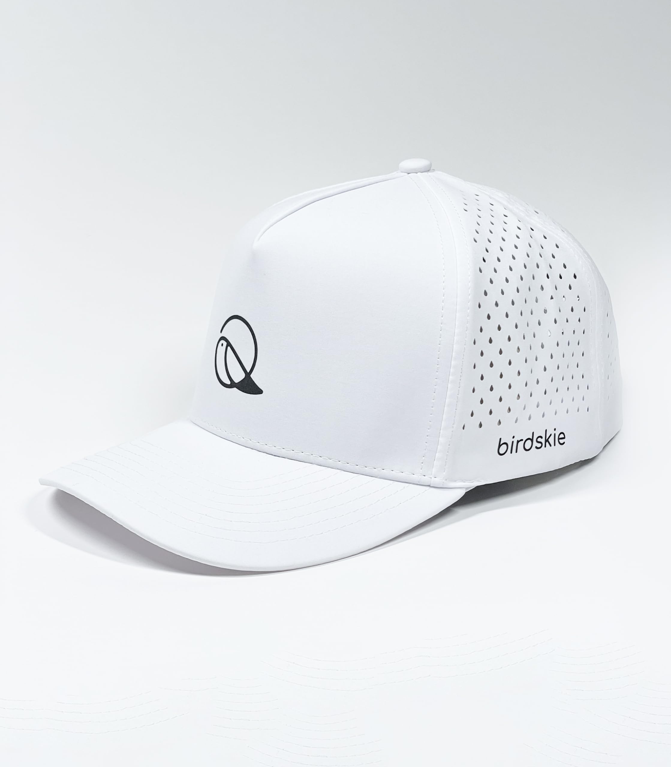 birdskie Golf Hat Snapback, Breathable, Quick Drying, High Performance, The Swagger Golf Cap White