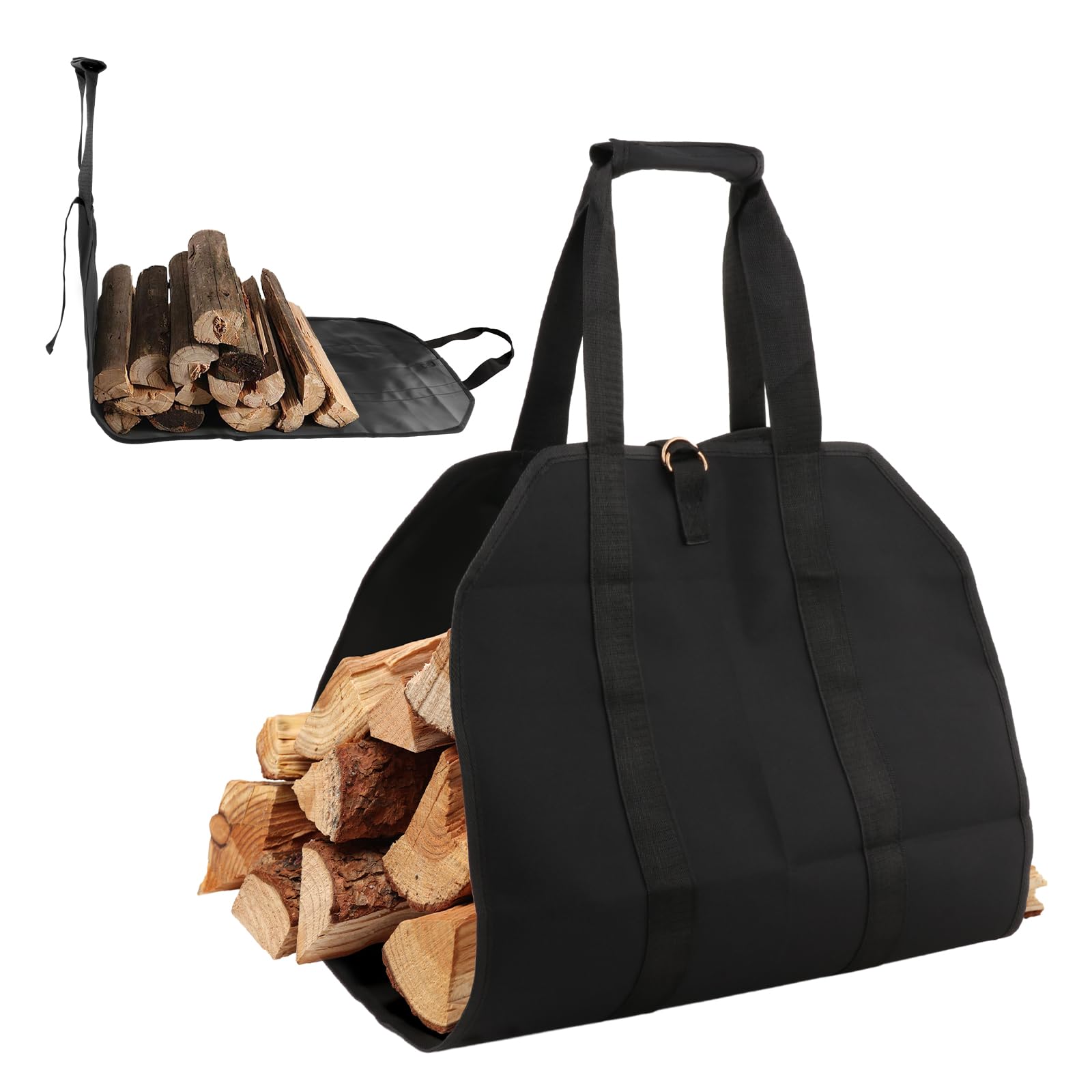 TTETTZ Log Carrier Bag For Firewood,Firewood Carriers With Big Handles,Firewood Tote Fireplace Accessories Extra Large Firewood Holder With Handles For Camping Best Gifts Black