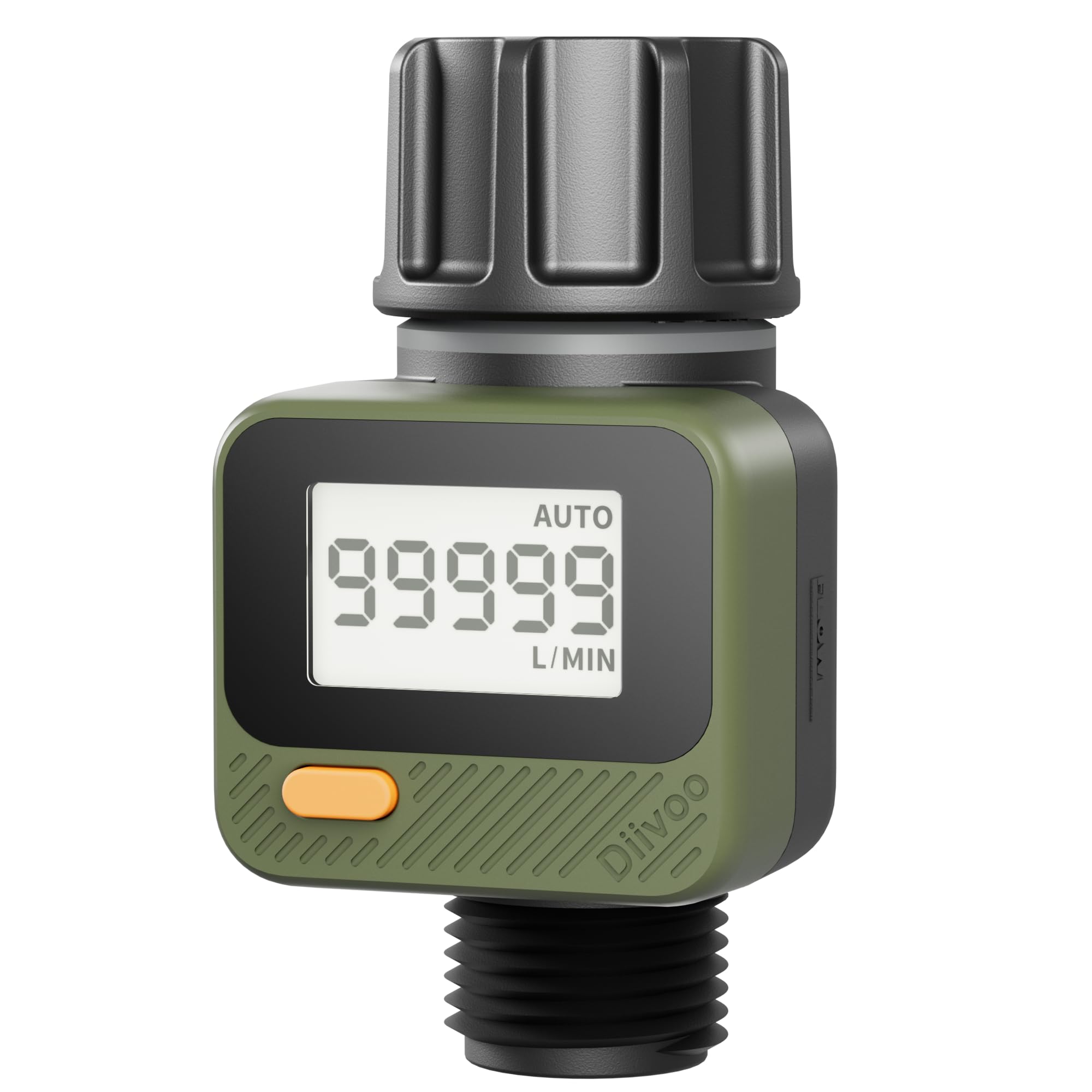 Diivoo Water Flow Meter with 180° Removable Panel, 4 Measure Modes, ±5% High Accuracy and IP54, Measure Gallon/Liter Consumption and Flow Rate for Outdoor Garden Hose Watering, RV Water Tank Filling