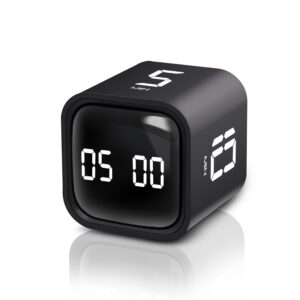 vewingl cube timer,rotation timer,5/10/30/60 minutes and custom countdown,productivity timer,pause and resume,silent,vibrate and adjustable sound alarm for tasks,work,study,kitchen (f4, black)