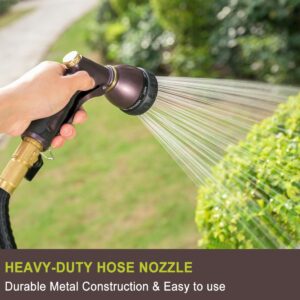 FANHAO Heavy Duty Garden Hose Nozzle, 100% Metal Water Nozzle with 8 Adjustable Spray Patterns, High Pressure Hose Sprayer with Non-Slip Grip for Watering Plants & Lawns, Washing Cars & Pets -Bronze