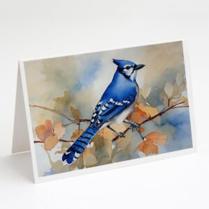 caroline's treasures dac3183gca7p blue jay greeting cards pack of 8 blank cards with envelopes whimsical a7 size 5x7 blank note cards