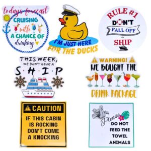 yj premiums 7pc funny cruise ship magnets for door decorations cabin signs | cute magnetic magnet broad garage animal towels ducks happy drink package gift party favors supplies ideas accessories