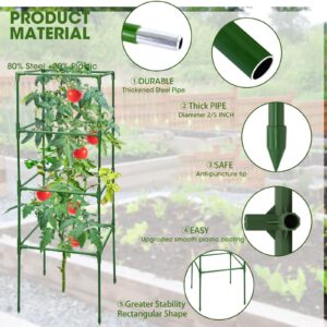 MQHUAYU 3 Pack Tomato Cages, Square Tomato Plant Stakes Support Cages Trellis for Garden Climbing Vegetables Flowers Fruits (3 Pack - Extra Bold)