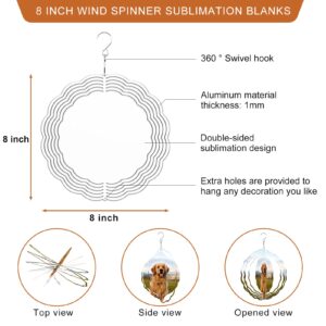 Remiawy Sublimation Wind Spinner Blanks, 8 Inch 5 Pack 3D Aluminum Metal Hanging Wind Spinners Sublimation Blanks Kinetic Sculpture DIY Crafts for Yard Garden Indoor Outdoor Porch Decoration Round