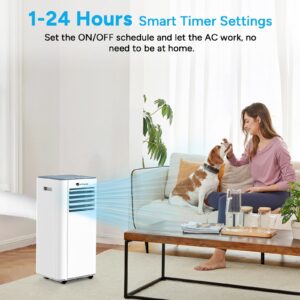 DR.PREPARE 8,000 BTU Portable Air Conditioner, Cooling, Dehumidifier, Fan & Sleep Modes 4-in-1 Portable AC w/Remote Control & 67'' Window Kit, Cools Up To 300 sq. ft, 1-24H Timers