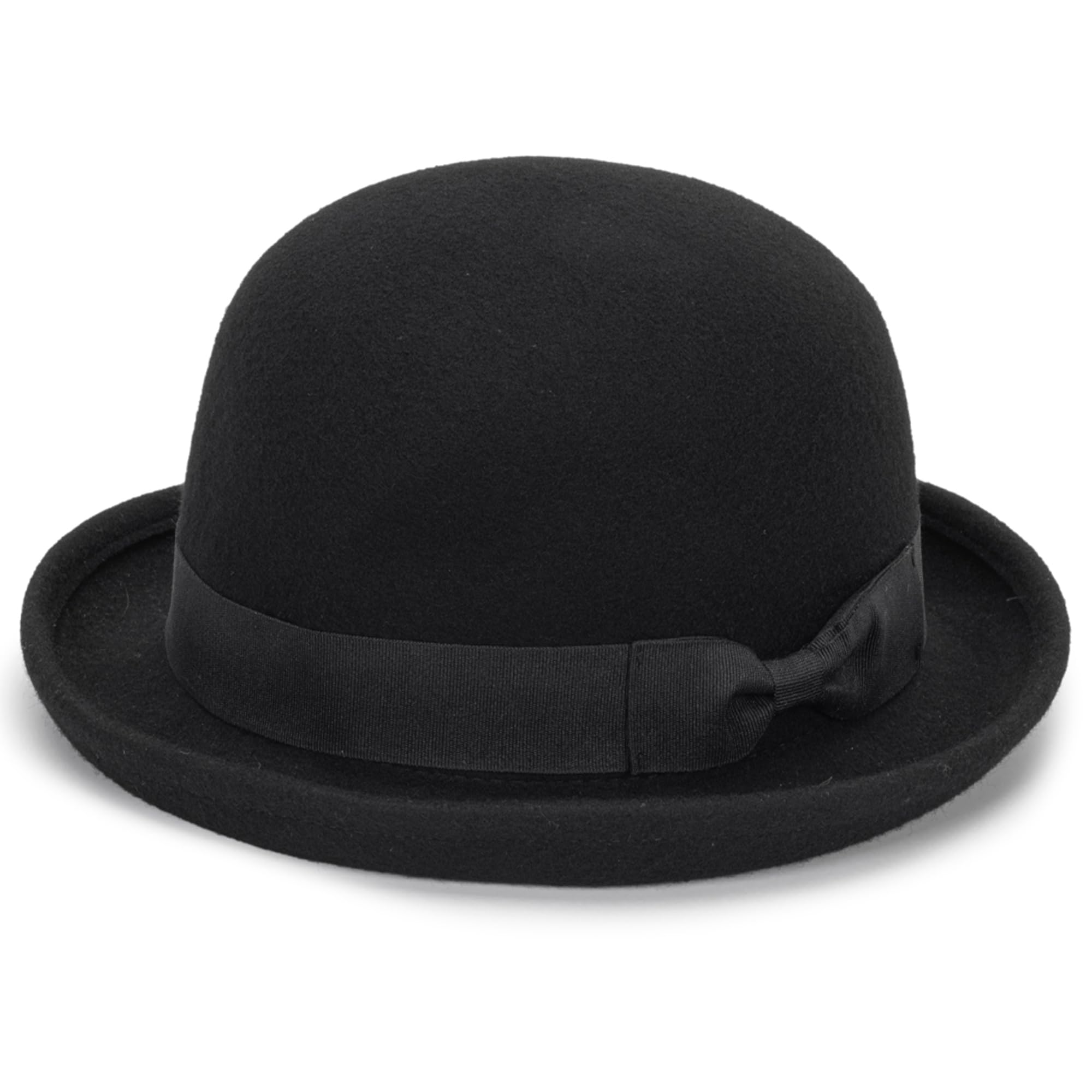 Pokie Pie Bowler Derby Hat - Classic Wool Short Brim Trilby Fedora Hat for Men Women (S/M) (Wool Black A)