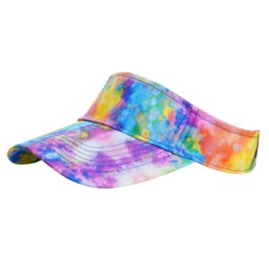 marrywindix 1 piece of tie dye colorful sport wear athletic visor sun sports visor hat visor adjustable cap for women and men (tie dye multicolor)