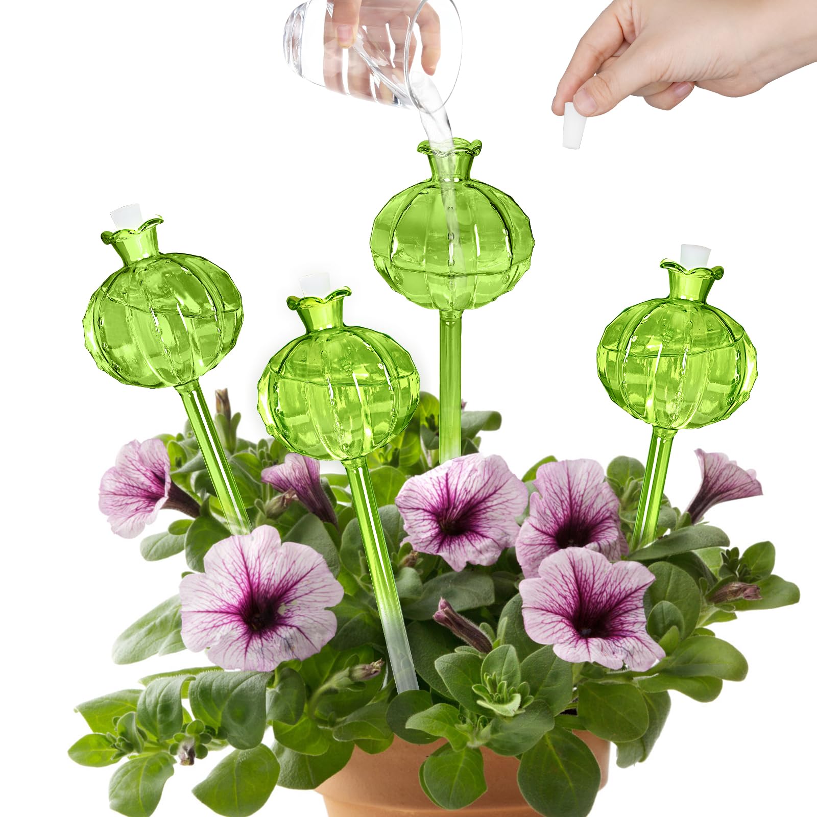 HYH Plant Watering Globes 4 Pack Self Watering Planter Spikes Insert for Indoor & Outdoor Plants Automatic Watering Device Self Flower Plant Watering Bulbs Made from Hand-Blown Glass Plant Lover Gifts