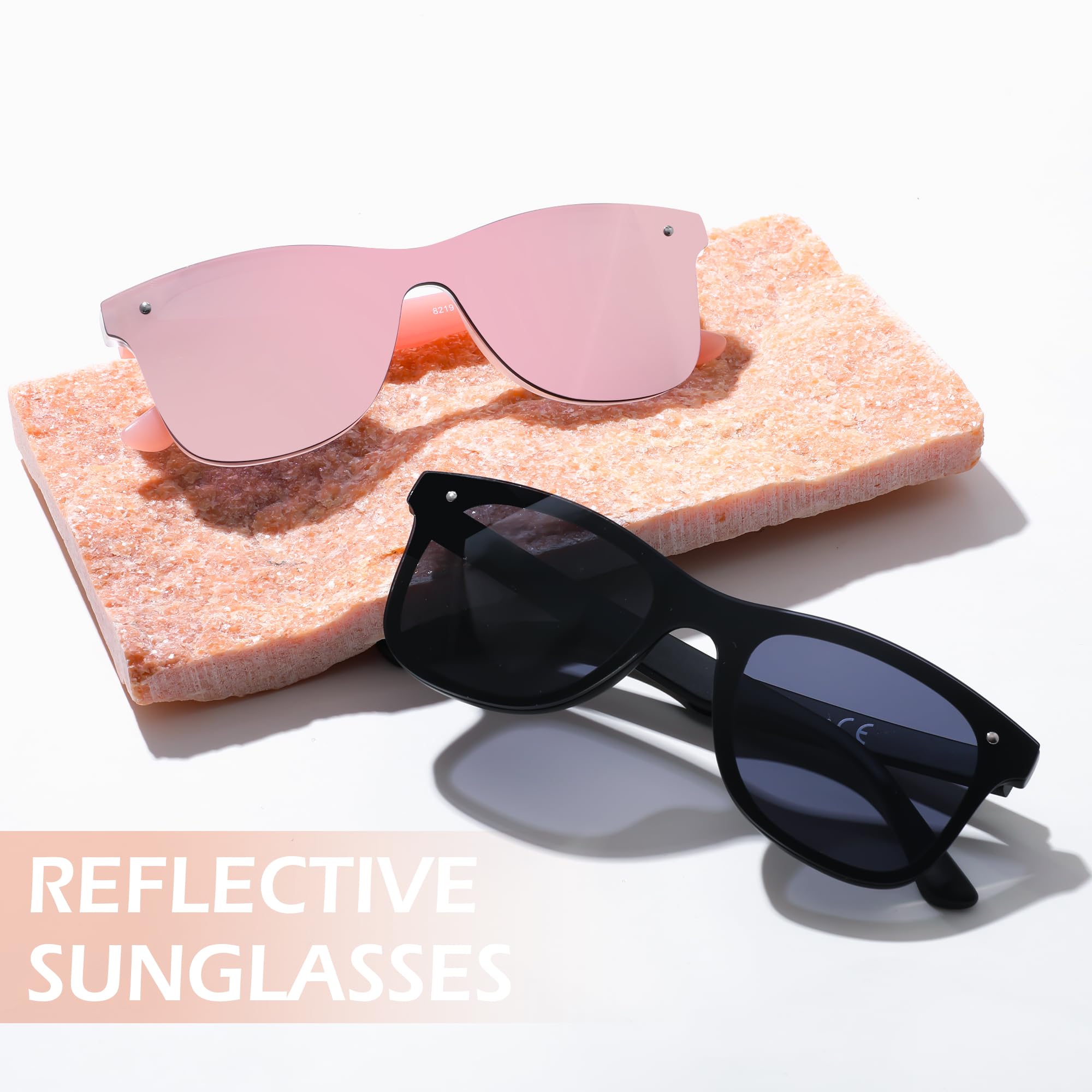 FEISEDY Trendy Rimless Mirrored One Piece Lens Sunglasses Reflective Sun Glasses B4155