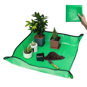 vinyankee repotting mat for transplanting & potting soil mess control, 26.8" x 26.8" waterproof plant potting mat, succulent orchid potting tray for plant pots, gardening gifts bonsai tools