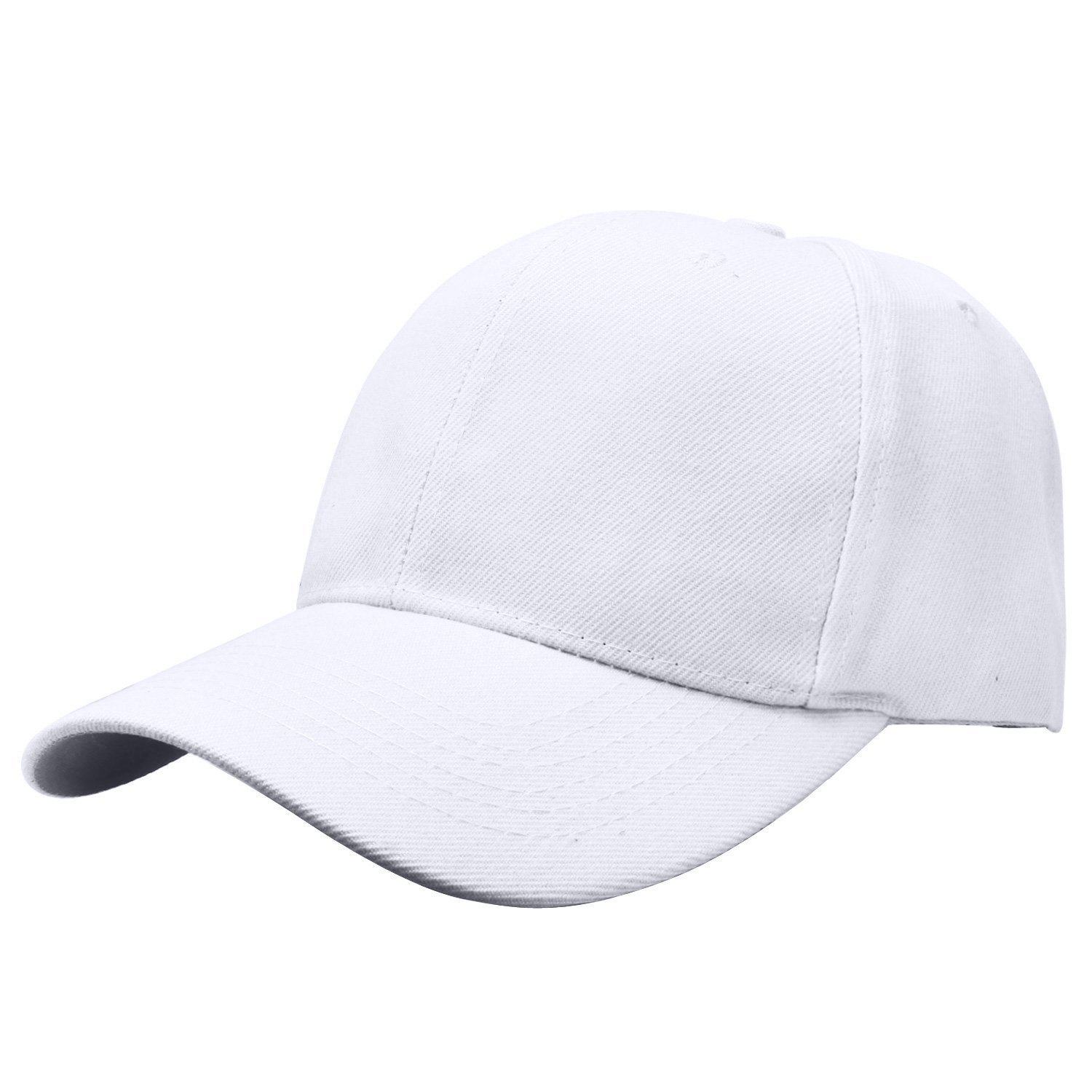 Gelante Bulk Plain Blank Baseball Caps Adjustable Back Strap. 001-White-144PC