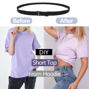 2PCS Crop Adjustable Band, Crop Tool for Shirt, Crop Band for Tucking Shirts, Elastic Belts for Women Tops, Shirt Band for Transform The Way You Style Your Tops (Black + White)