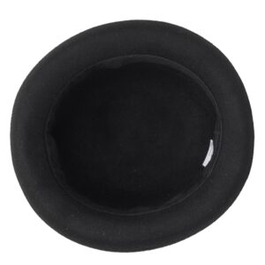 Pokie Pie Bowler Derby Hat - Classic Wool Short Brim Trilby Fedora Hat for Men Women (S/M) (Wool Black A)