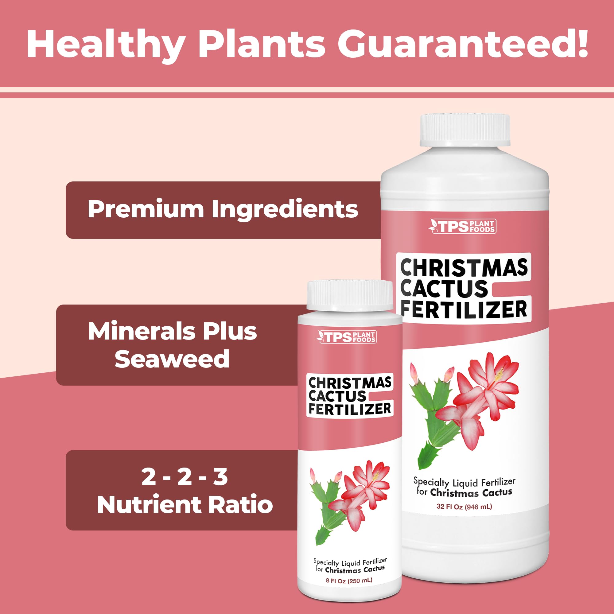 Christmas Cactus Fertilizer for All Christmas Cacti and Schlumbergera Cacti, Liquid Plant Food 8 oz (250mL)