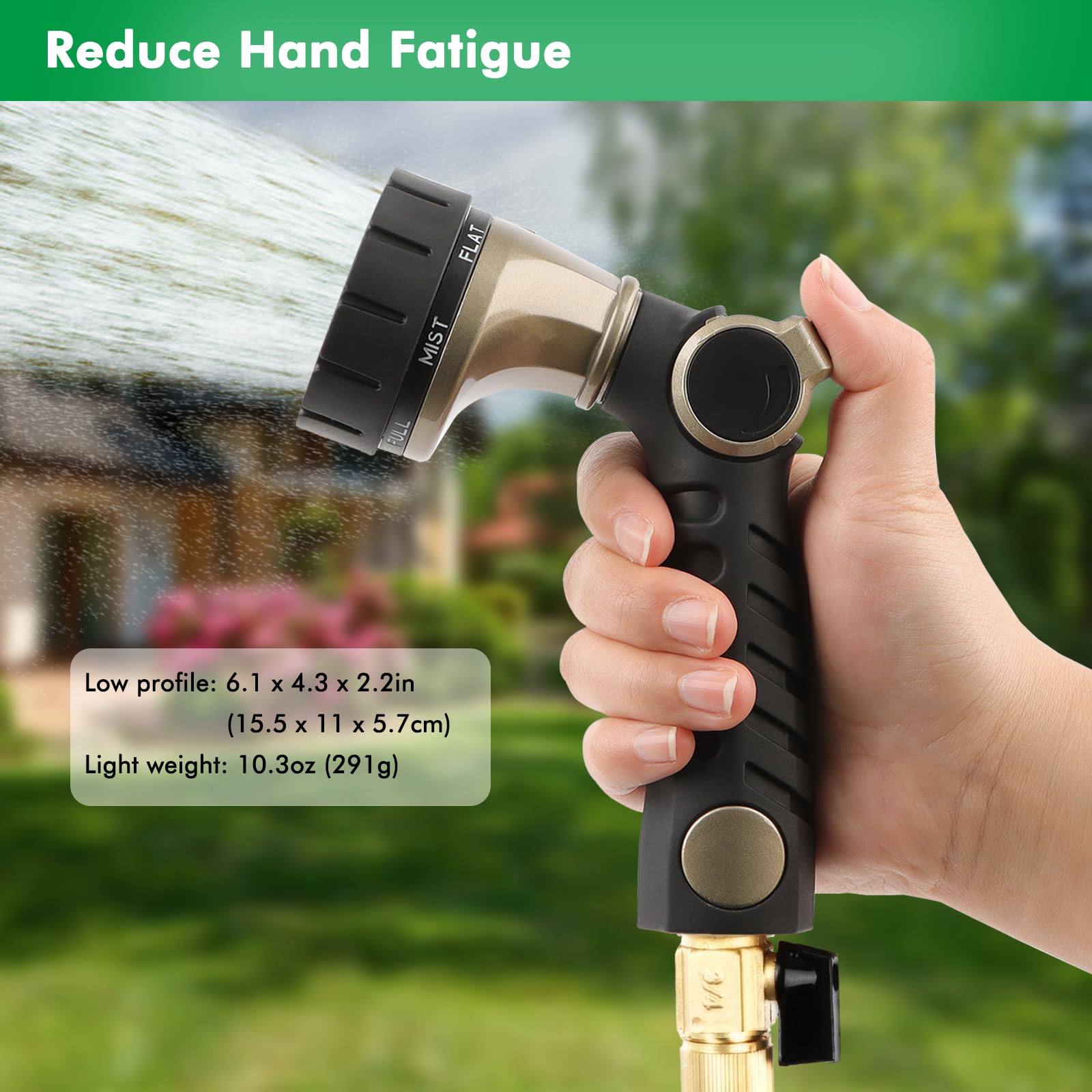 RESTMO Garden Hose Nozzle, Heavy Duty Metal Water Hose Sprayer with 7 Watering Patterns, Thumb Control, On Off Valve, High Pressure Nozzle Sprayer for Watering Plants, Car and Pet Washing