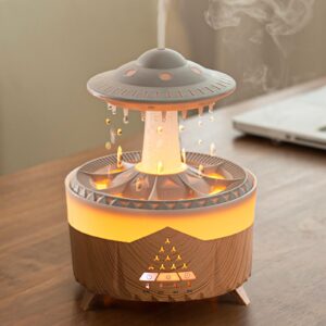 biupky rain humidifier diffuser water drip humidifier with remote waterfall lamp ufo humidifier rain sounds white noise humidifier air humidifiers for bedroom desk