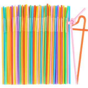 disposable plastic drinking straws - maqihan 100pcs flexible drinking straws long plastic straws bendable colorful drinking straws for juice drinks