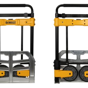 DEWALT Folding Hand Truck and Moving Dolly, 420-lb Capacity Utility Cart, Heavy-Duty Steel Frame, Telescoping Handle, Flat-Free 7-inch Wheels