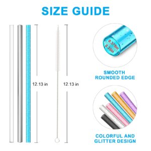 8PCS Color Replacement Straws for Stanley Owala Simple Modern, Alwenid Reusable Glitter Clear Stainless Steel Straws Accessories for Tumbler Mug Cup, BPA Free and Dishwasher Safe(7*Tritan+1*Metal)