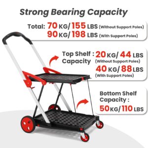 Multi Use Functional Collapsible Carts, Mobile Folding Trolley, Shopping Cart with Storage Crate, Portable Folding Cart, Shopping Cart Folding Trolley for Groceries, Home