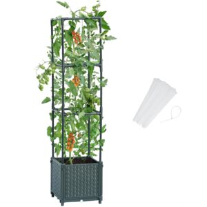 linex raised garden bed planter box with trellis, 41.3” tomato planters for climbing plants vegetable vine flowers outdoor patio, tomatoes cage w/self-watering