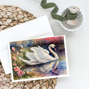 Caroline's Treasures DAC3274GCA7P Swan Greeting Cards Pack of 8 Blank Cards with Envelopes Whimsical A7 Size 5x7 Blank Note Cards