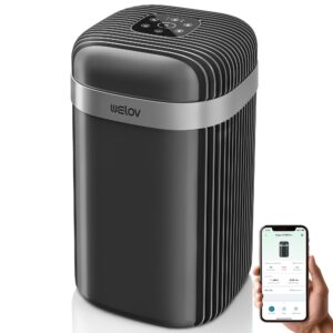 welov smart air purifiers for home, air purifer for bedroom with 23db quiet,h13 true hepa air filter for pets allergens removal to 0.1 microns,odor eliminator for wildfire pollen dust,alexa control