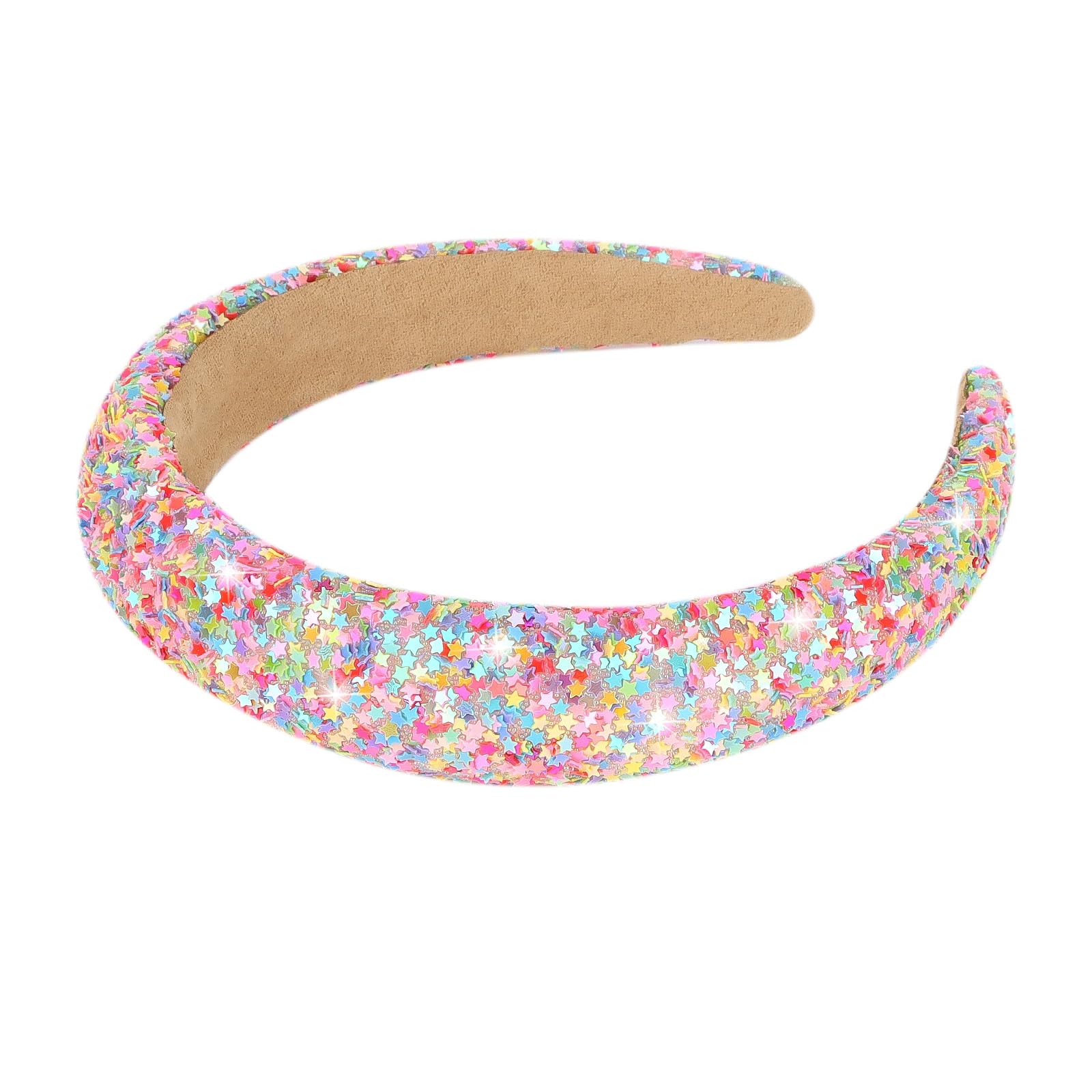 Jaciya Sequin Headbands for Girls Sparkly Wide Rainbow Headbands for Women Cute Confetti Head Band Fashion Hairband for Girls Women Hair Accessories