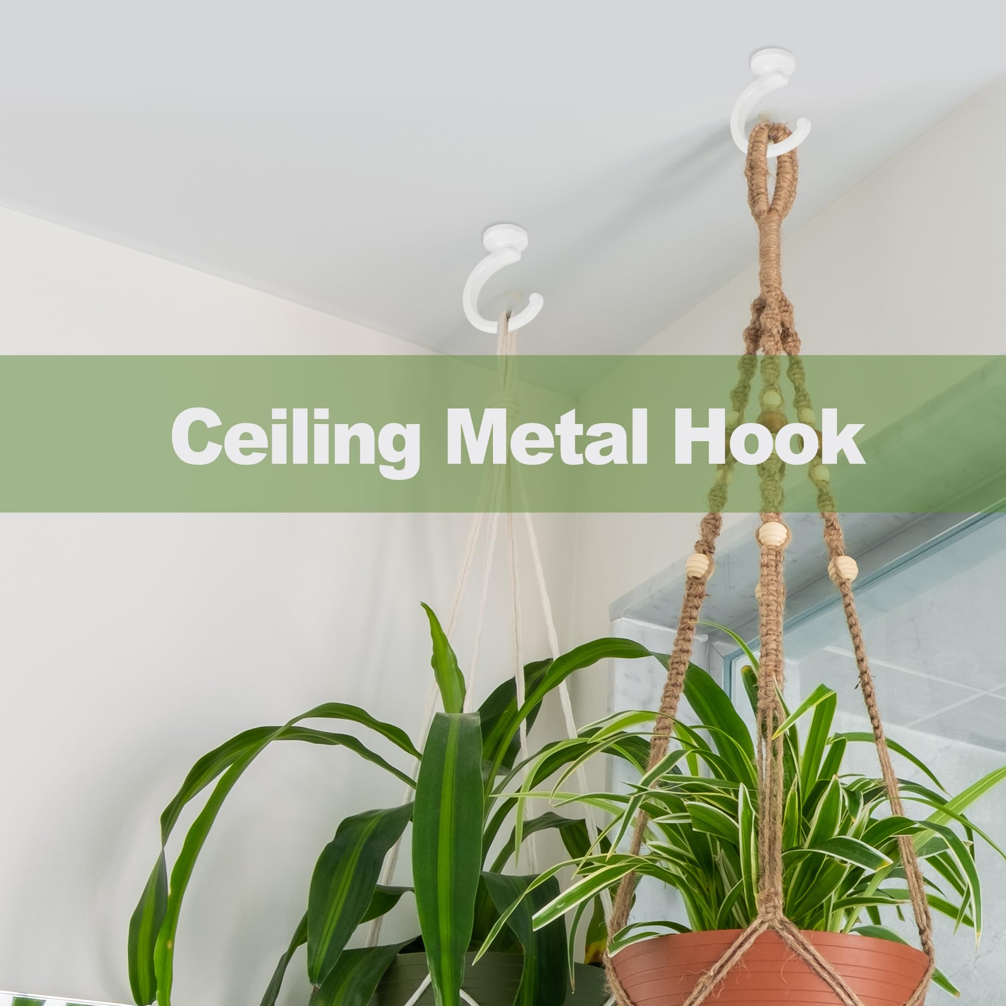 Aidoclip 2PCS Ceiling Hooks for Hanging Plants,Heavy Duty Plant Swag Hooks,Hanging Planter Wall Hook, Indoor and Outdoor Plant Hangers