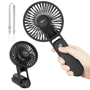 EasyAcc Portable Fan for Travel,Rechargeable Handheld Fan, 5 Speed Ultra Quiet [18H Max Cooling Time] with Backup Power Digital Display Lanyard Neck Foldable Personal Fan Hot Flashes Gift Outdoor