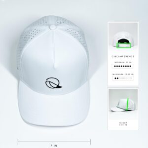 birdskie Golf Hat Snapback, Breathable, Quick Drying, High Performance, The Swagger Golf Cap White