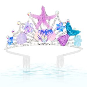 cieher mermaid crown: starfish tiara with combs for girls, party decorations and costume accessories