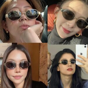 BAODAREN Trendy Retro Oval Sunglasses for Women Men Small Metal Frame Sun Glasses Ladies Shades BS1200 (Gold/Grey)