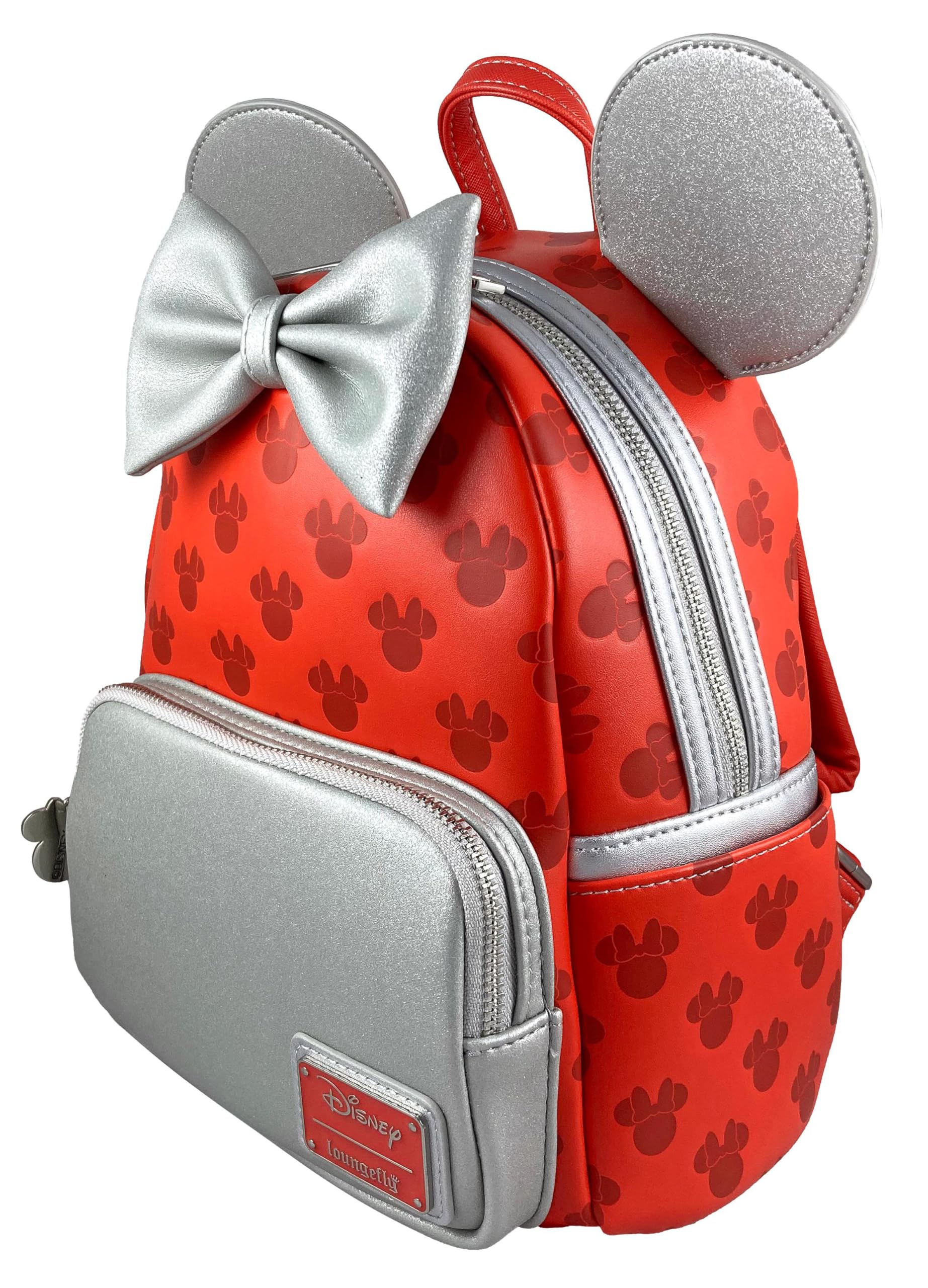 Loungefly Disney Minnie Mouse Red and Silver Womens Double Strap Shoulder Bag Purse