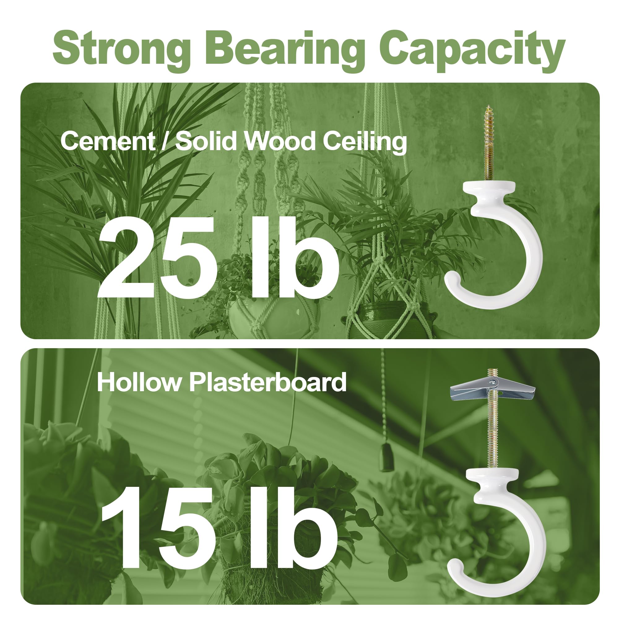 Aidoclip 2PCS Ceiling Hooks for Hanging Plants,Heavy Duty Plant Swag Hooks,Hanging Planter Wall Hook, Indoor and Outdoor Plant Hangers