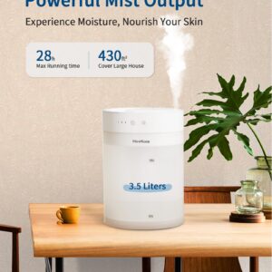 HawKam Humidifiers for Bedroom, 3.5L Cool Mist Humidifiers with Easy to Top Fill and Clean, Auto Shut-off, BPA-Free & 28H Runtime, Air Humidifier for Home Large Room Baby Nursery Plants & Offices