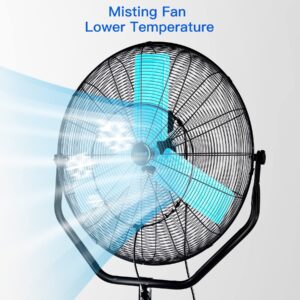 pasapair 24” Industrial Outdoor Misting Pedestal Fan – IPX5 Waterproof Cooling Fan for Patios – Portable Fan with 4 Wheels – 8.2 FT Cord, GFCI Plug & 360° Pitch Rotation– ETL Approved