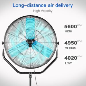 pasapair 24” Industrial Outdoor Misting Pedestal Fan – IPX5 Waterproof Cooling Fan for Patios – Portable Fan with 4 Wheels – 8.2 FT Cord, GFCI Plug & 360° Pitch Rotation– ETL Approved