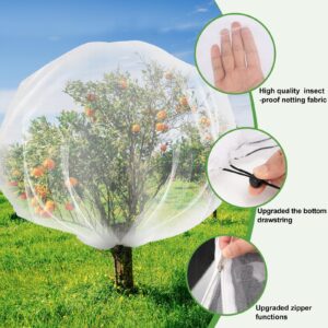 7.8 x 7.8 ft Large Fruits Tree Netting Cover with Zipper and Drawstring,Garden Insect Netting Plant Cover Transparent Bird Plant Barrier Flower Fruits Mesh Screen for Preventing Deer Squirrel Bug