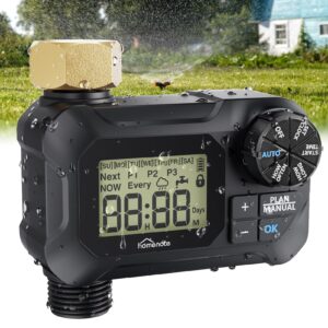 homenote sprinkler timer, water timer for garden hose, programmable irrigation timer with brass swivel, garden hose timer for automatic irrigation with rain delay/manual mode, ip65 waterproof