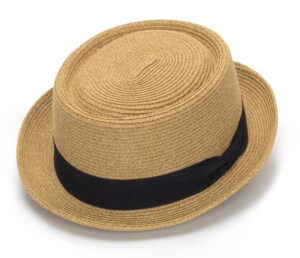 pork-pie-hat-for-men-women straw-boater-hat summer-sun-derby-fedora with bowknot