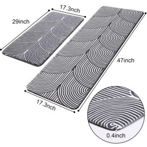 Rmaytiked 2 PCS Kitchen Mats for Floor Kitchen Rugs Cushioned Anti-Fatigue Non-Skid Waterproof Rug Standing and Comfort Desk/Floor Mat for Kitchen, Floor, Office, Sink, Laundry Black 0.4 inch