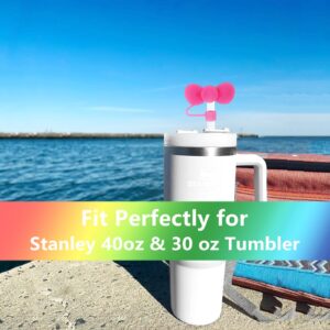 SEEZIZI Cute Bow Straw Covers Cap Toppers Compatible with Stanley 30&40 oz Tumbler Cups,Reusable Cute Silicone Straw Tips Lids Protectors for 0.4 in/10mm Stanley Cups Straws Accessories-3 pcs