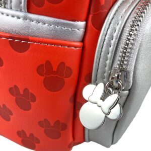 Loungefly Disney Minnie Mouse Red and Silver Womens Double Strap Shoulder Bag Purse