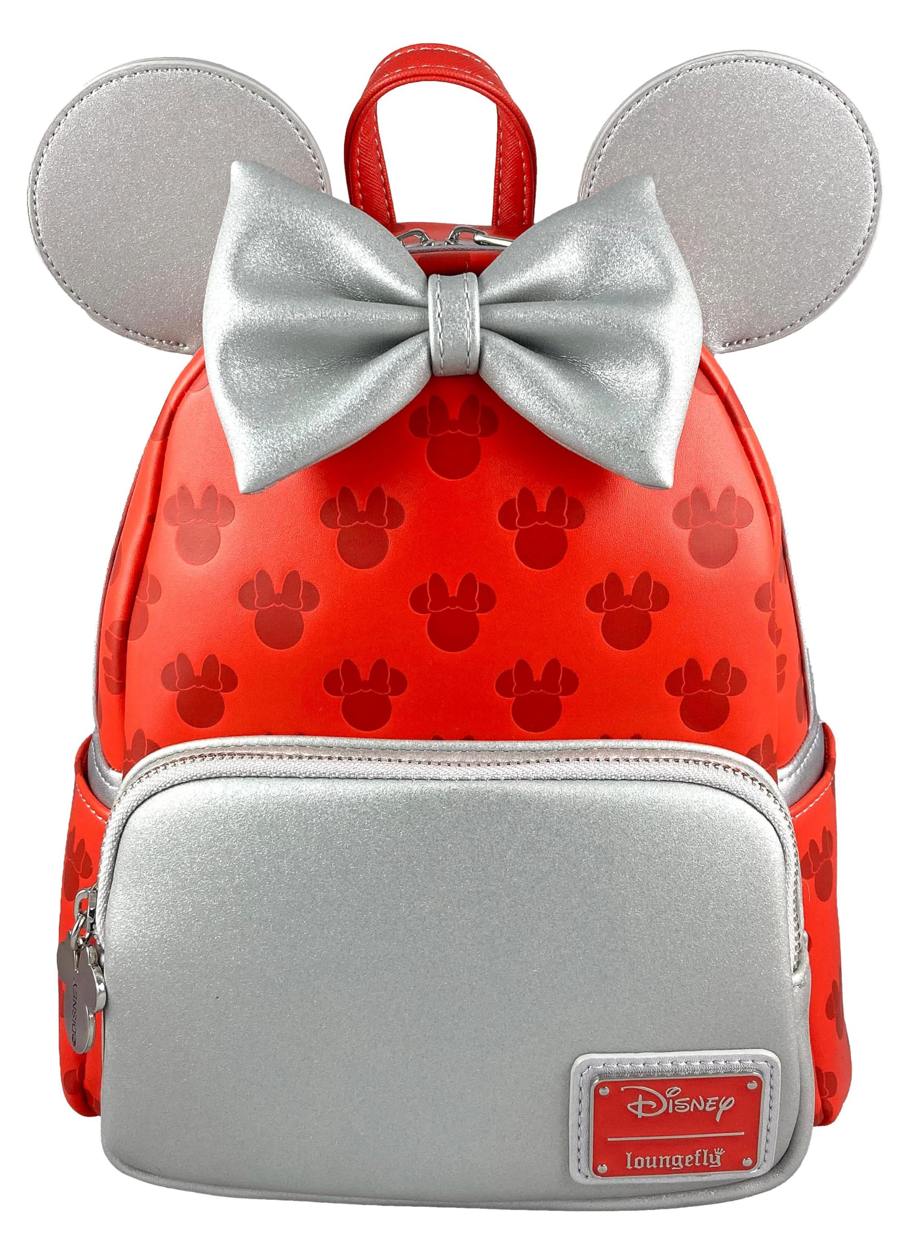 Loungefly Disney Minnie Mouse Red and Silver Womens Double Strap Shoulder Bag Purse