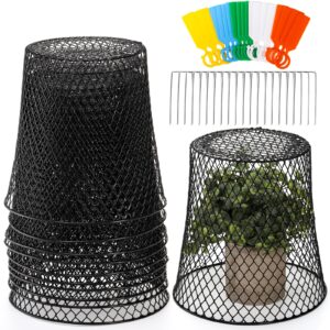 soujoy 10 pieces chicken wire plant covers, garden cloche with 30 garden stakes and 20 waterproof labels, metal cage protector basket for keeping bunnies chicken squirrels birds out