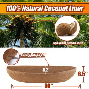 Sinimaka Coco Liners for Planters 30 Inch, 3 Pack Trough Window Box Liners, Coconut Fiber Liners for Planters Flower Baskets Garden Outdoor Plants